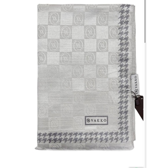 Vakko | Accessories | Nwt Vakko Cotton Silk Silver Blue Scarf Shawl ...